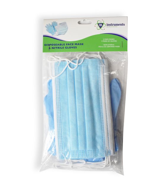 Safety Pack 5 face mask, 5 pairs of Nitrile Gloves, M | Dissekt-Rite ...